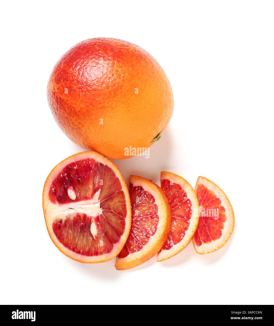 Tasty sliced and whole blood orange fruit on white background Stock ...