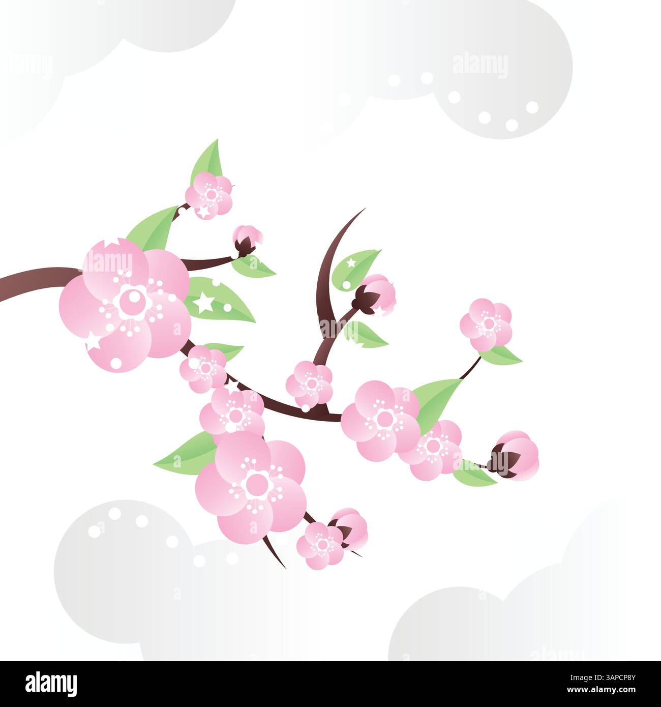 Sakura Cherry Blossom Branch Vector Illustration Stock Vector Image ...