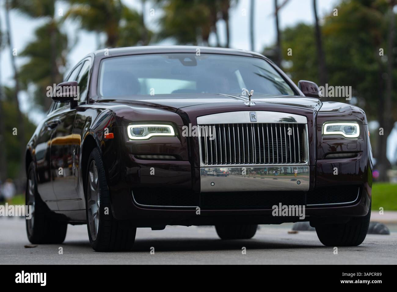 April 3, 2025. Miami. Rolls Royce luxury car. Phantom Rolls Royce on ...