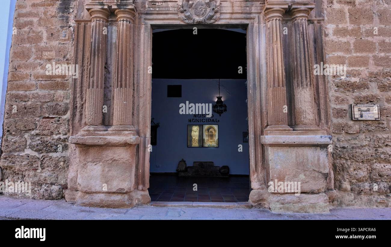 Fluted columns framing the entrance to the Ronda Municipal Museum in ...