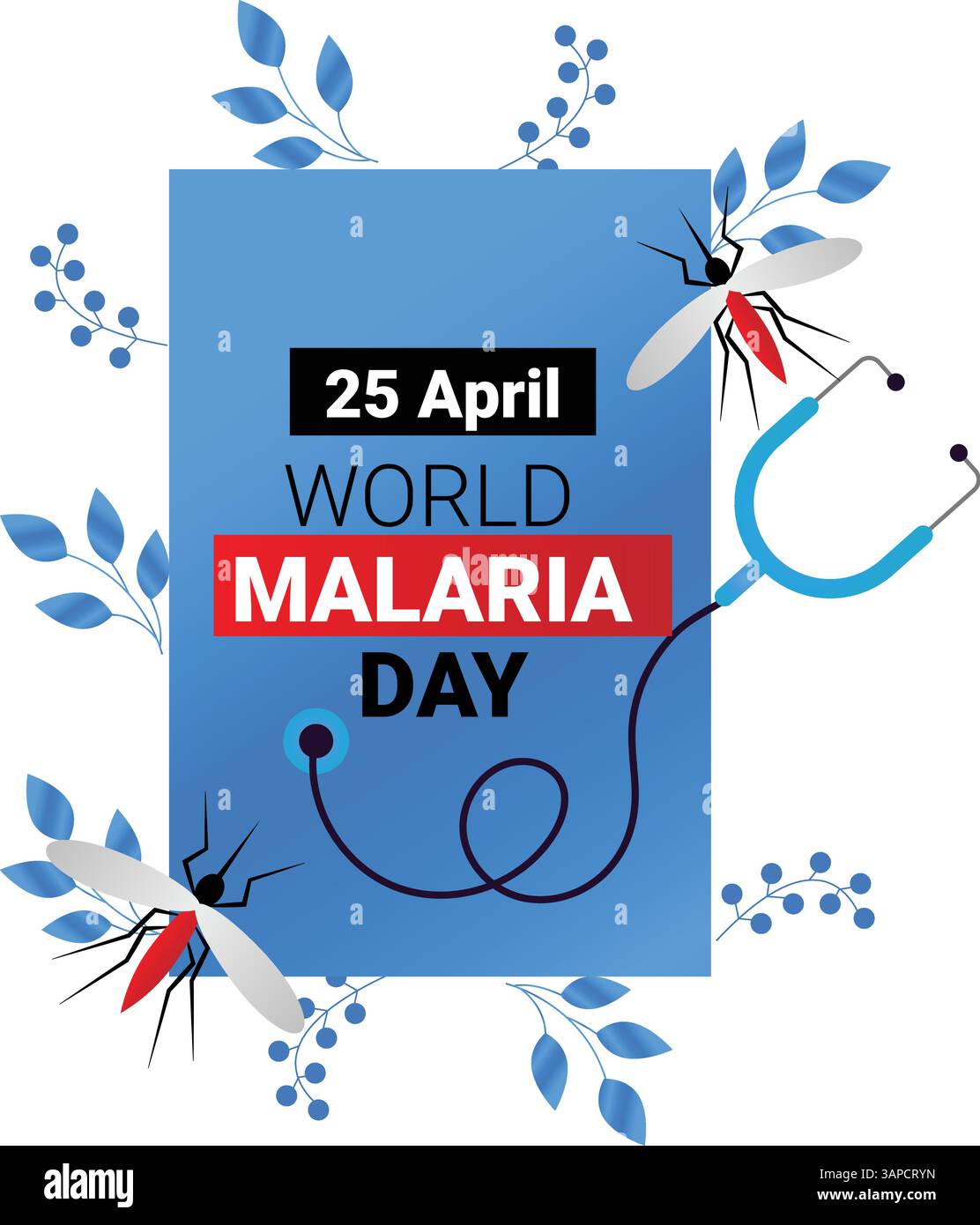 Stop Malaria Mosquito With Warning Sign Banner Stock Vector Image & Art ...