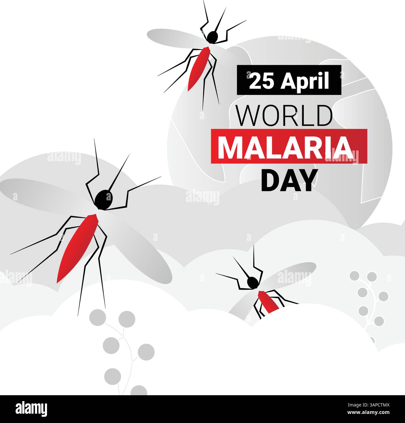Stop Malaria Mosquito With Warning Sign Banner Stock Vector Image & Art ...