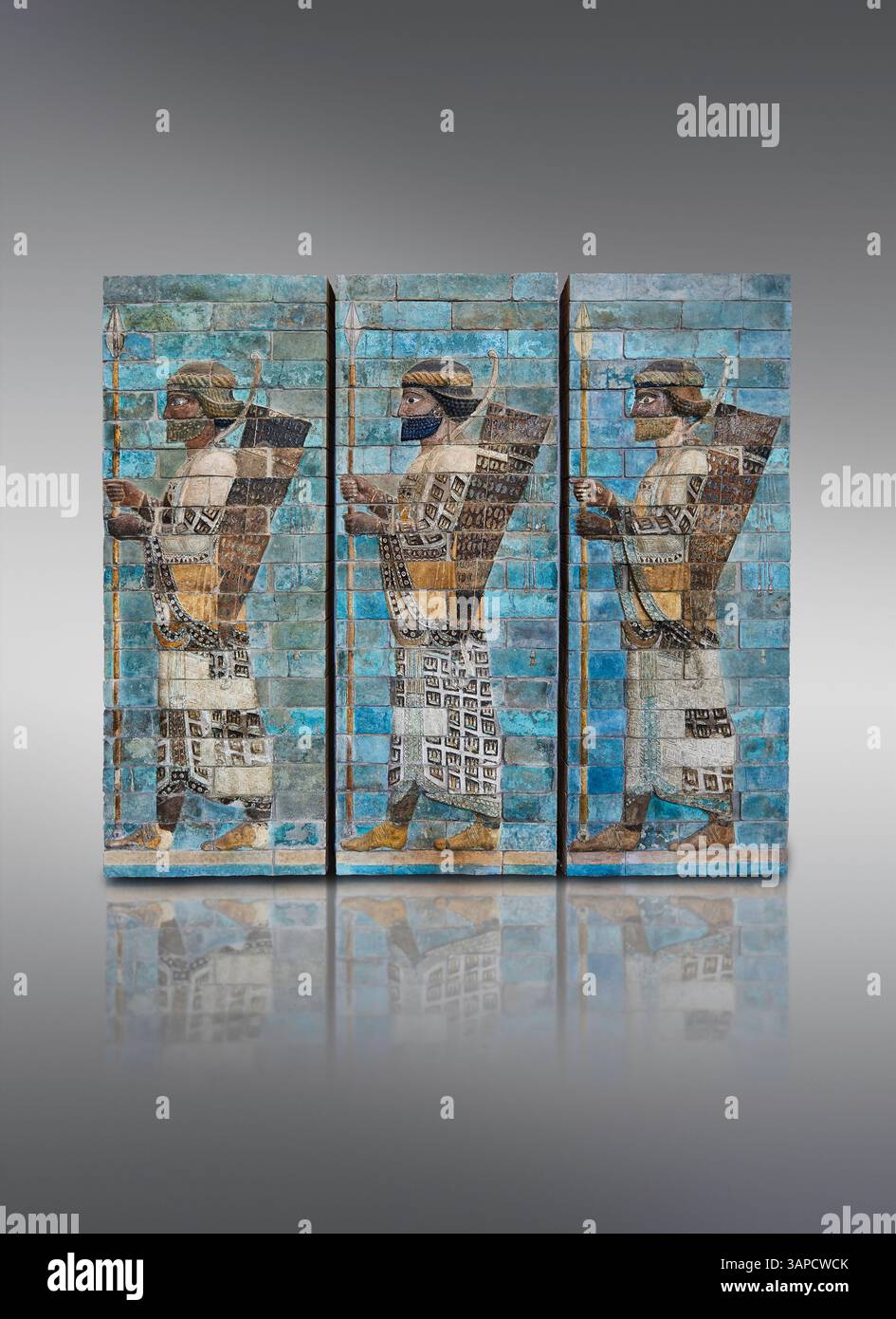 Coloured glazed terracotta tiled panels depicting Persian archers. From the reign of Darius 1st ...