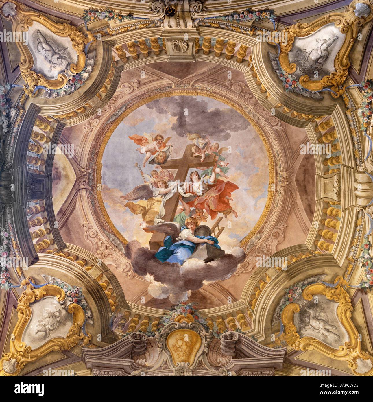 FLORENCE, ITALY - MARCH 19, 2025: The baroque fresco of angels with the ...