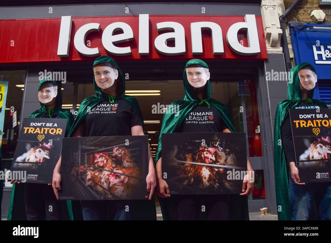 London, England, UK. 16th Apr, 2025. Activists from The Humane League ...