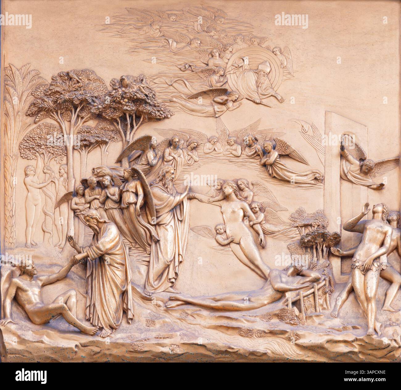 FLORENCE, ITALY - MARCH 20, 2025: The bronze renaissance relief of ...