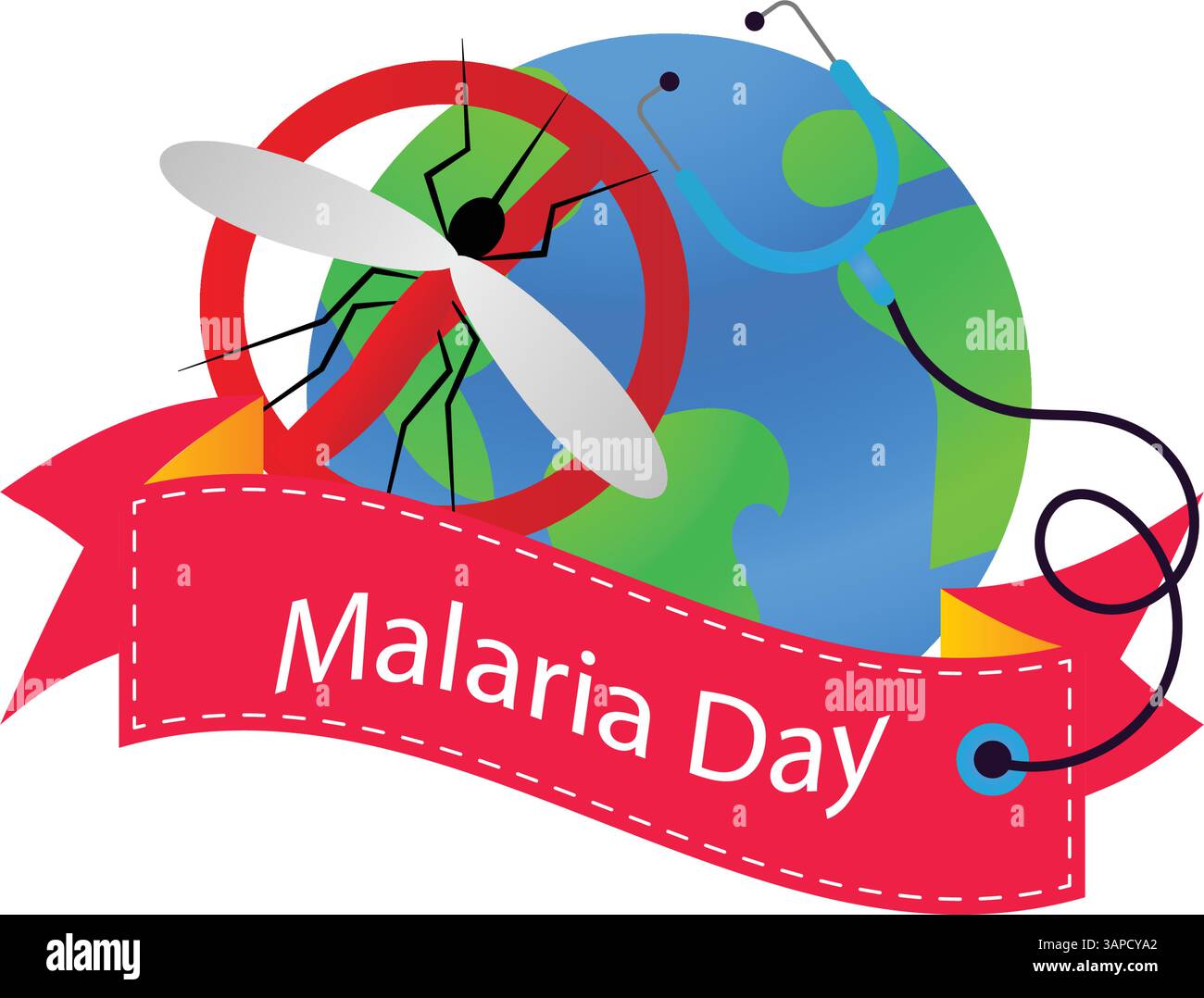 Stop Malaria Mosquito With Warning Sign Banner Stock Vector Image & Art ...