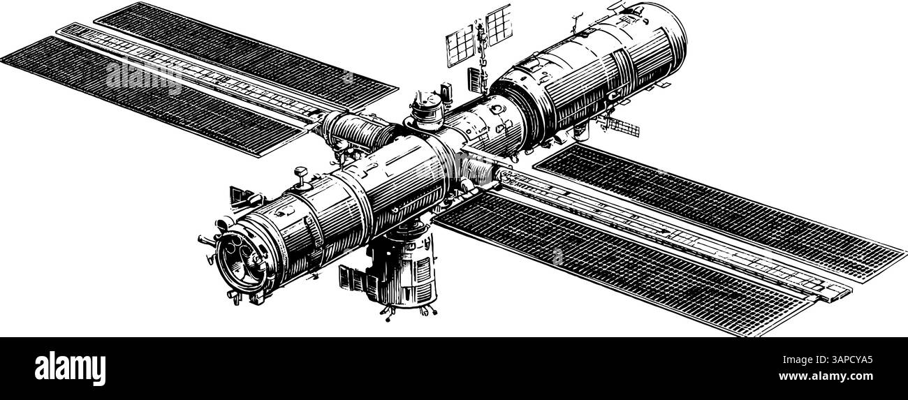 Detailed engraved illustration of space shuttle launch with smoke trail ...