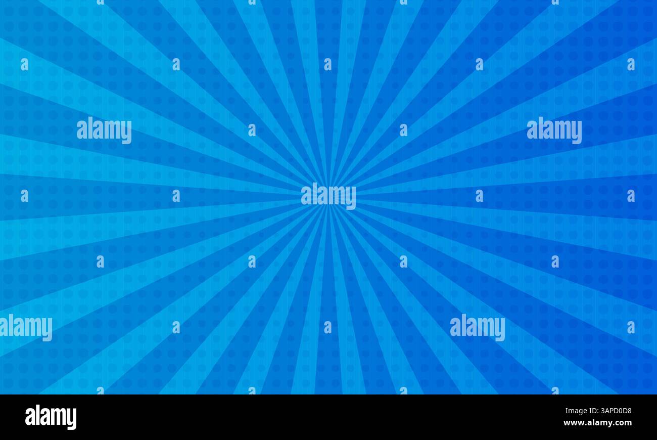 Blue gradient pop art background in comic cartoon style with lines and ...