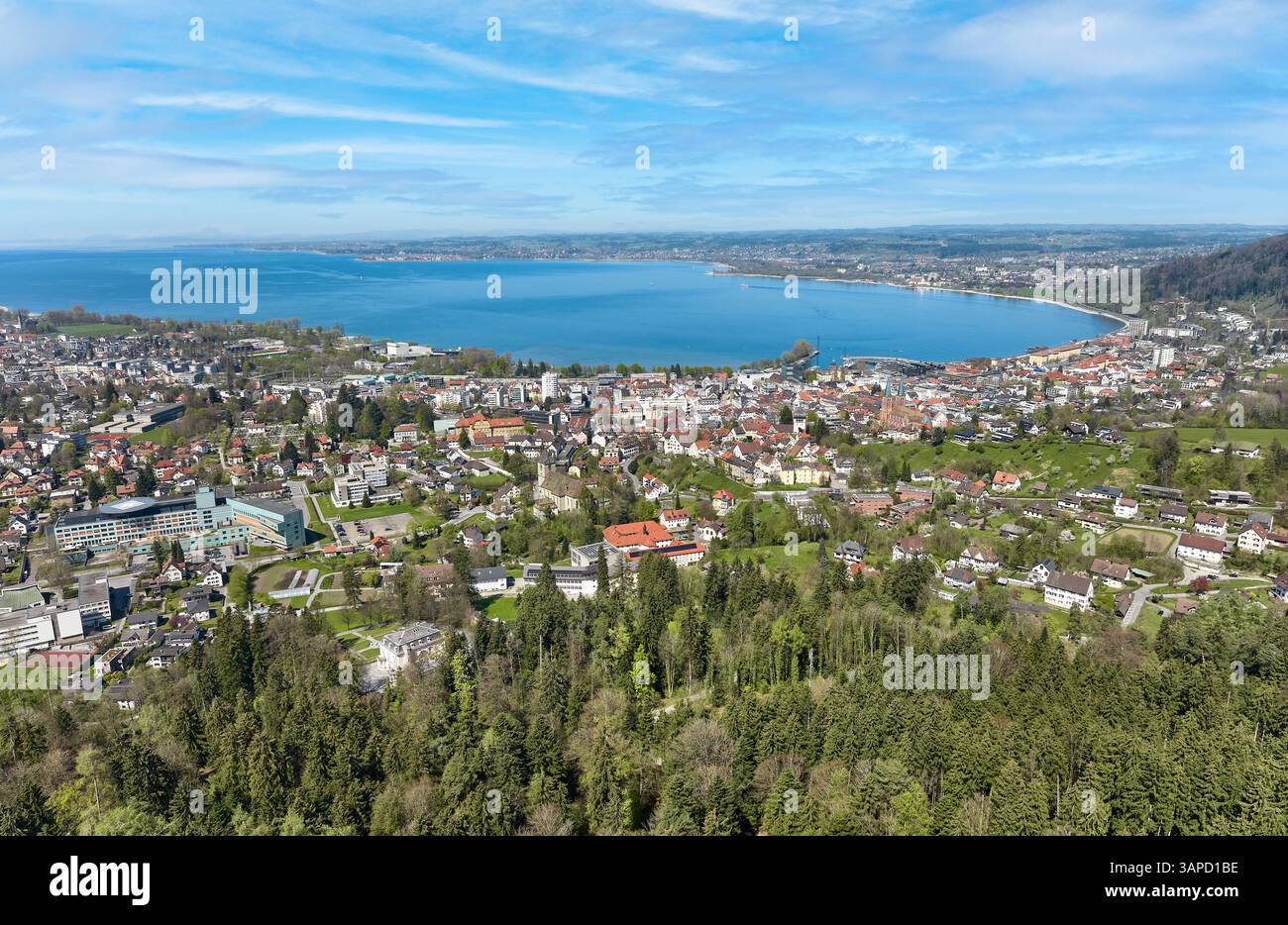 aerial photo of the city of Bregenz at Lake Constance in the state of ...