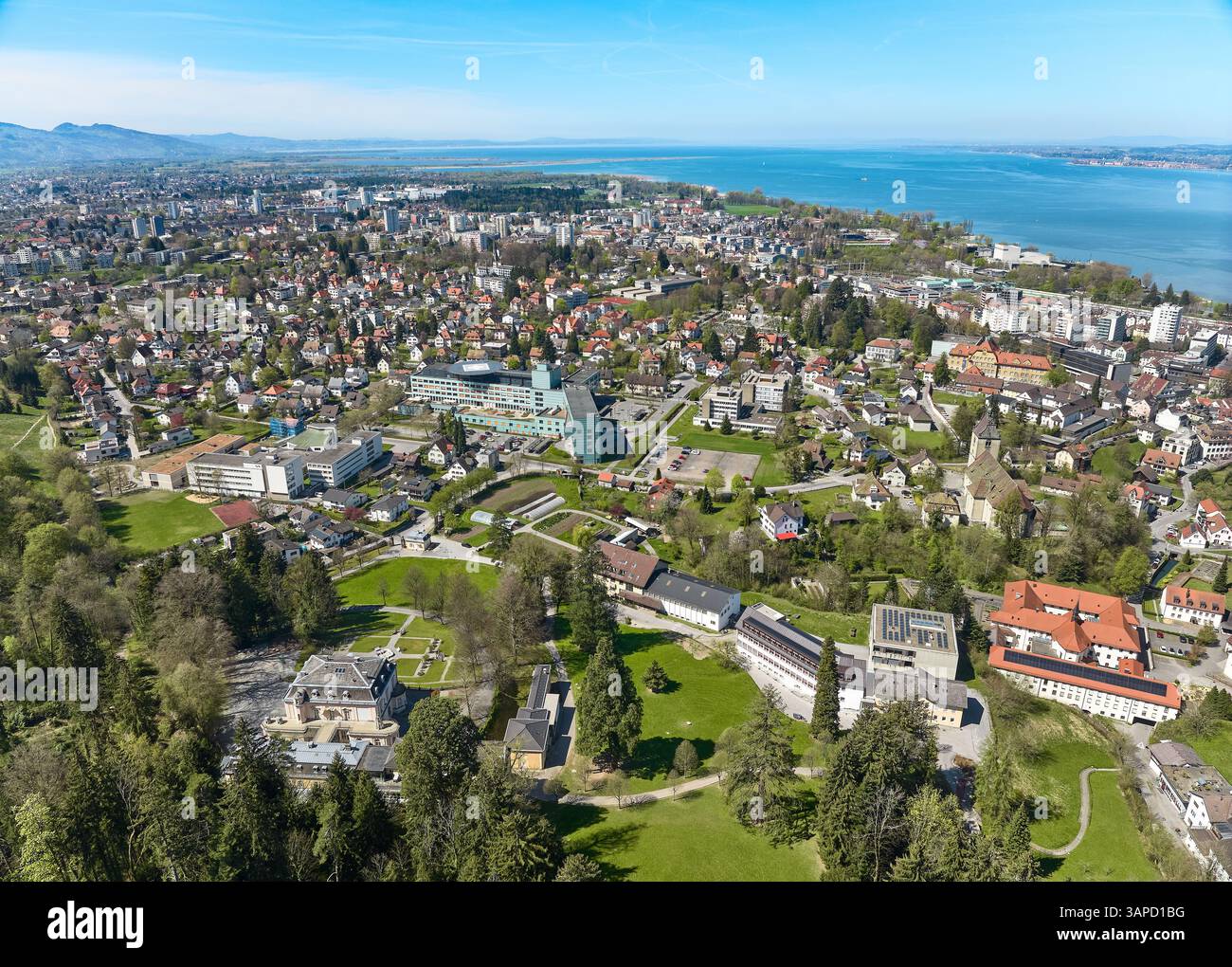 aerial photo of the city of Bregenz at Lake Constance in the state of ...