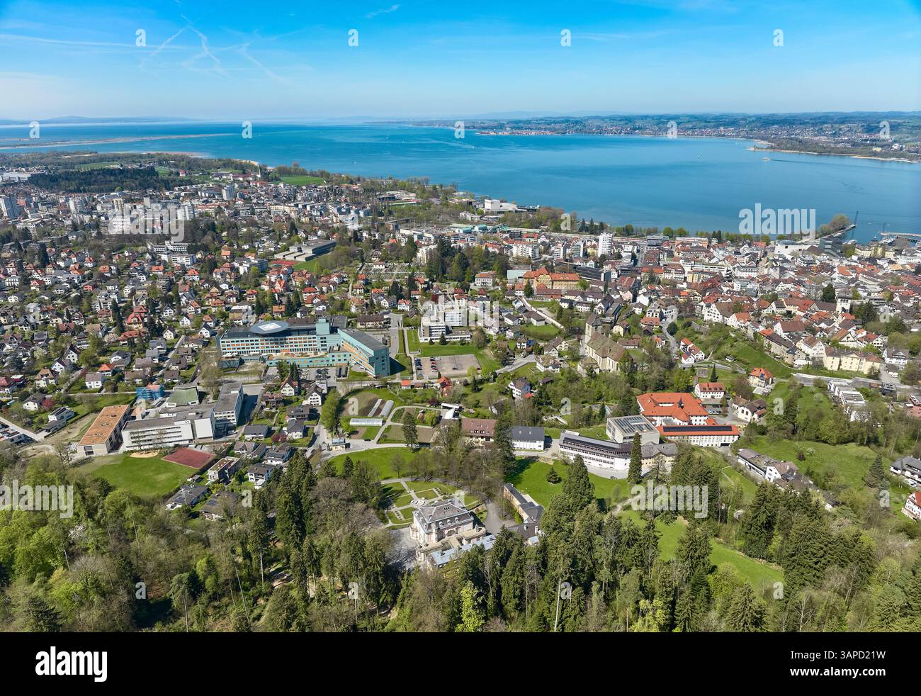 aerial photo of the city of Bregenz at Lake Constance in the state of ...