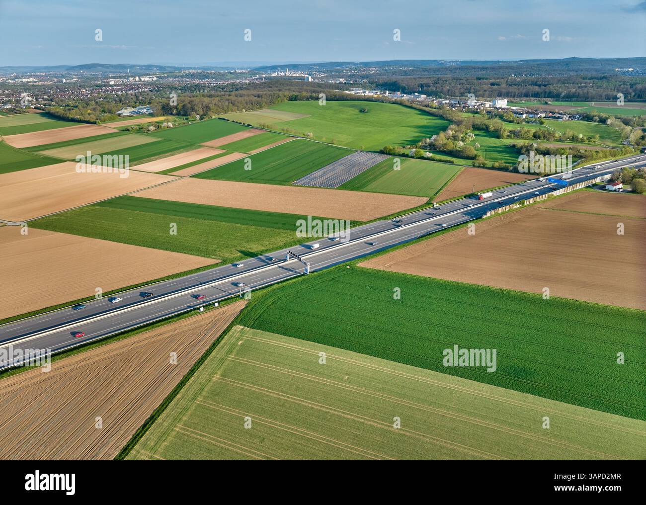 German highway A 81crossing the fertile agricultural landscape of ...
