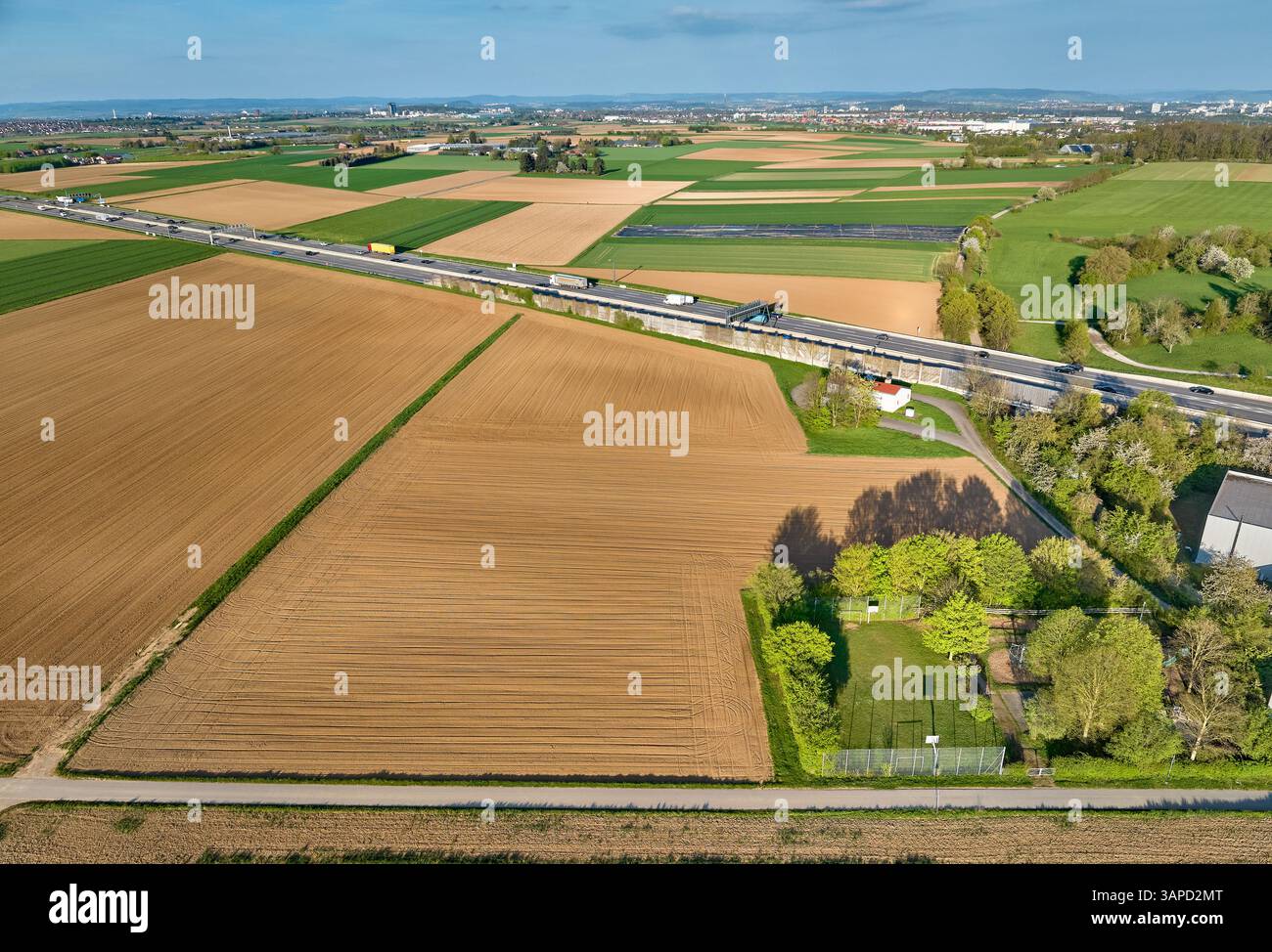 German highway A 81crossing the fertile agricultural landscape of ...