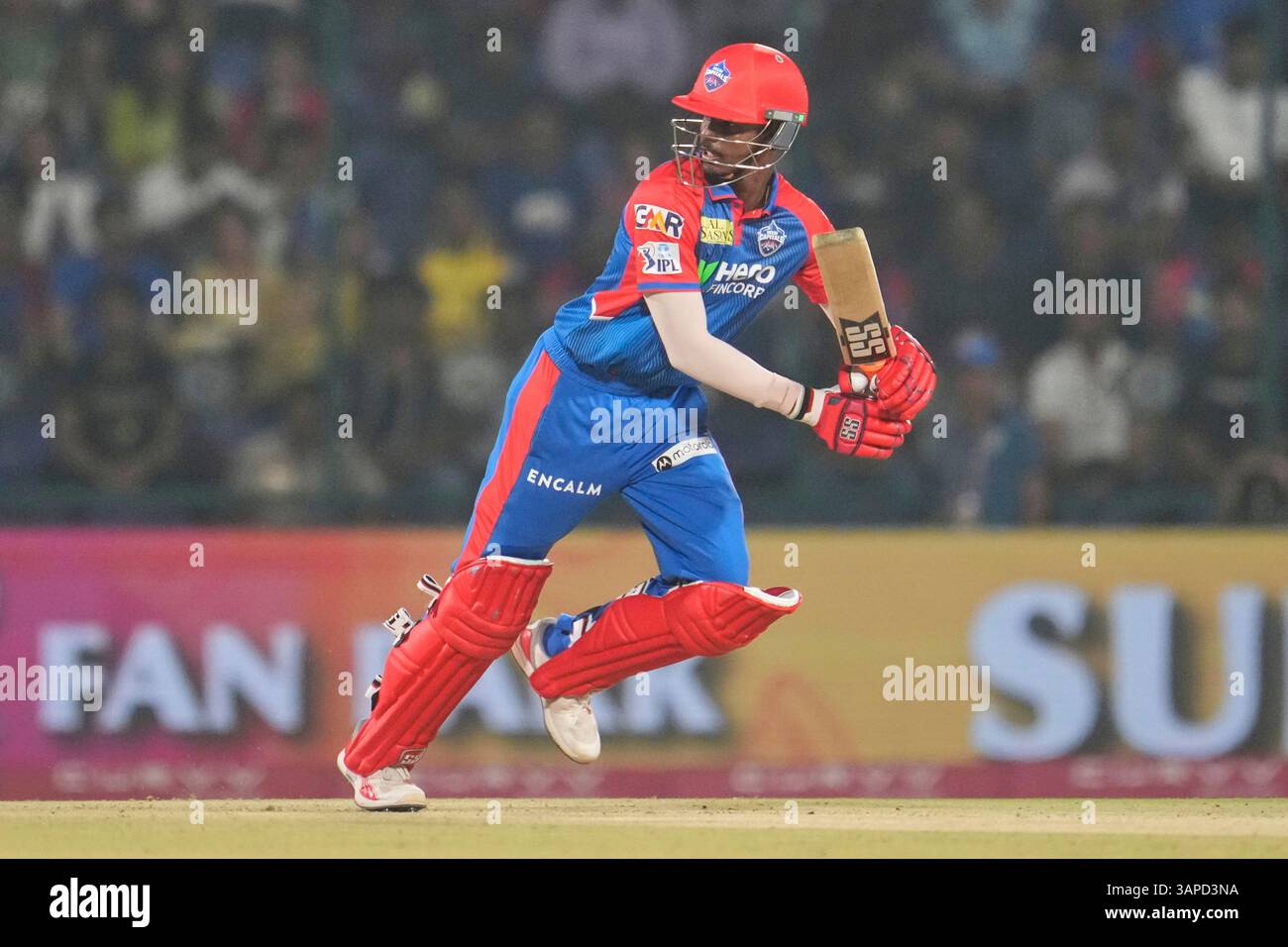 Delhi Capitals' Abishek Porel run between the wickets to score during ...