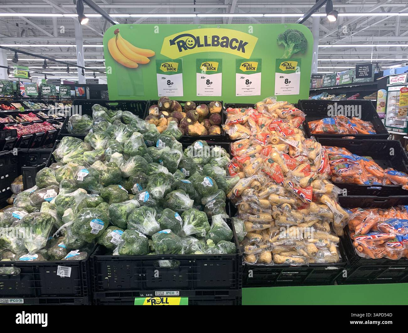 Slough, UK. An Asda supermarket in Slough, Berkshire. Broccoli ...