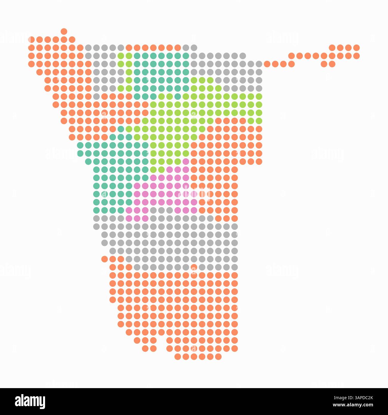 Namibia dotted map. Digital style map of the country on white ...