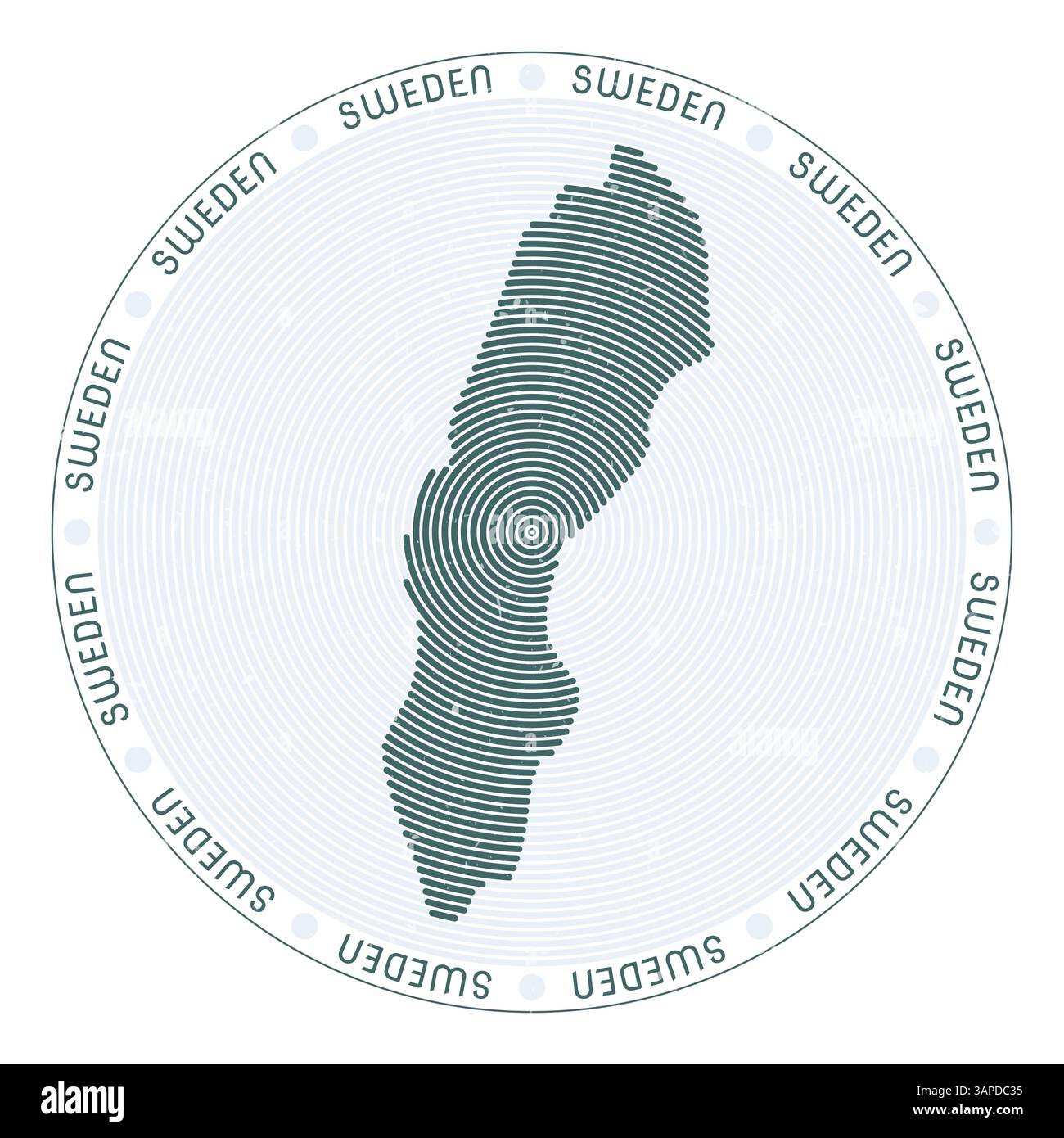 Sweden shape radial arcs. Country round icon. Sweden logo design poster ...