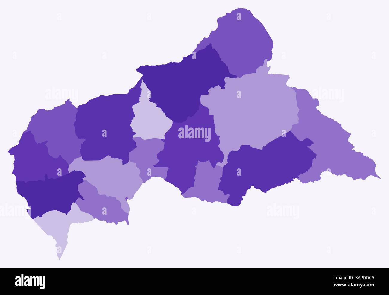 Map of Central African Republic with regions. Just a simple country ...