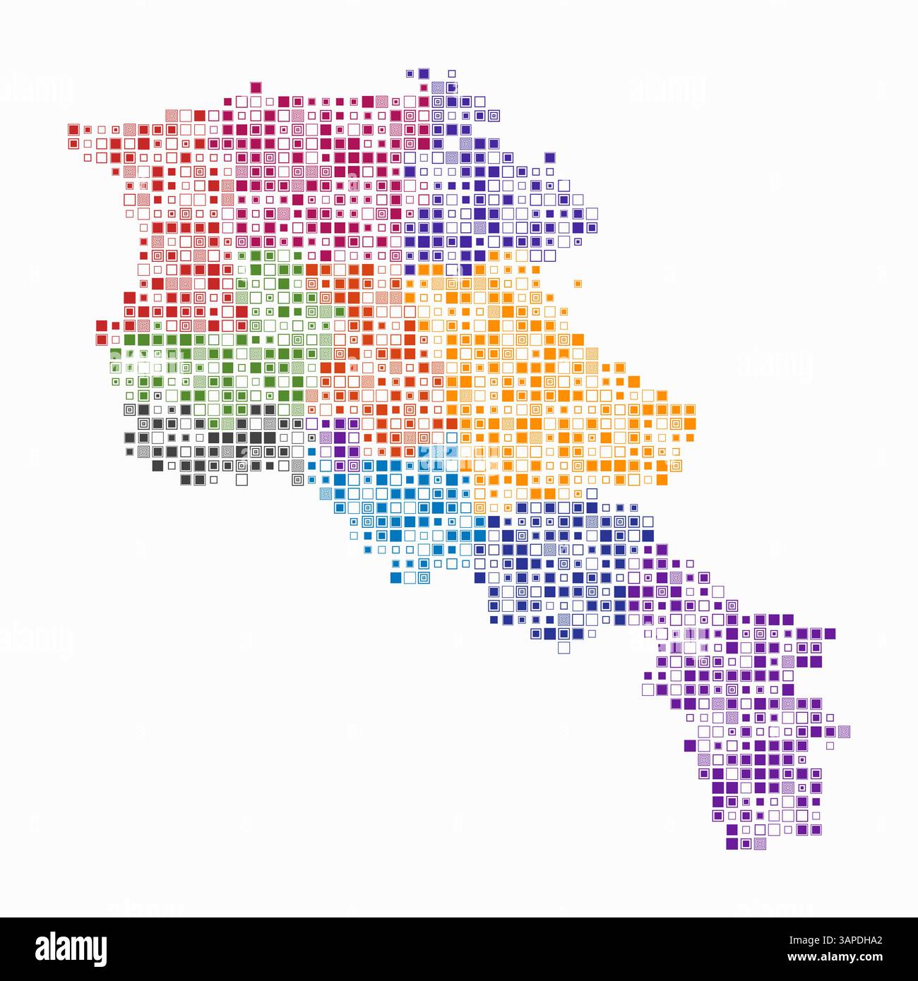 Armenia, shape of the country built of colored cells. Digital style map ...