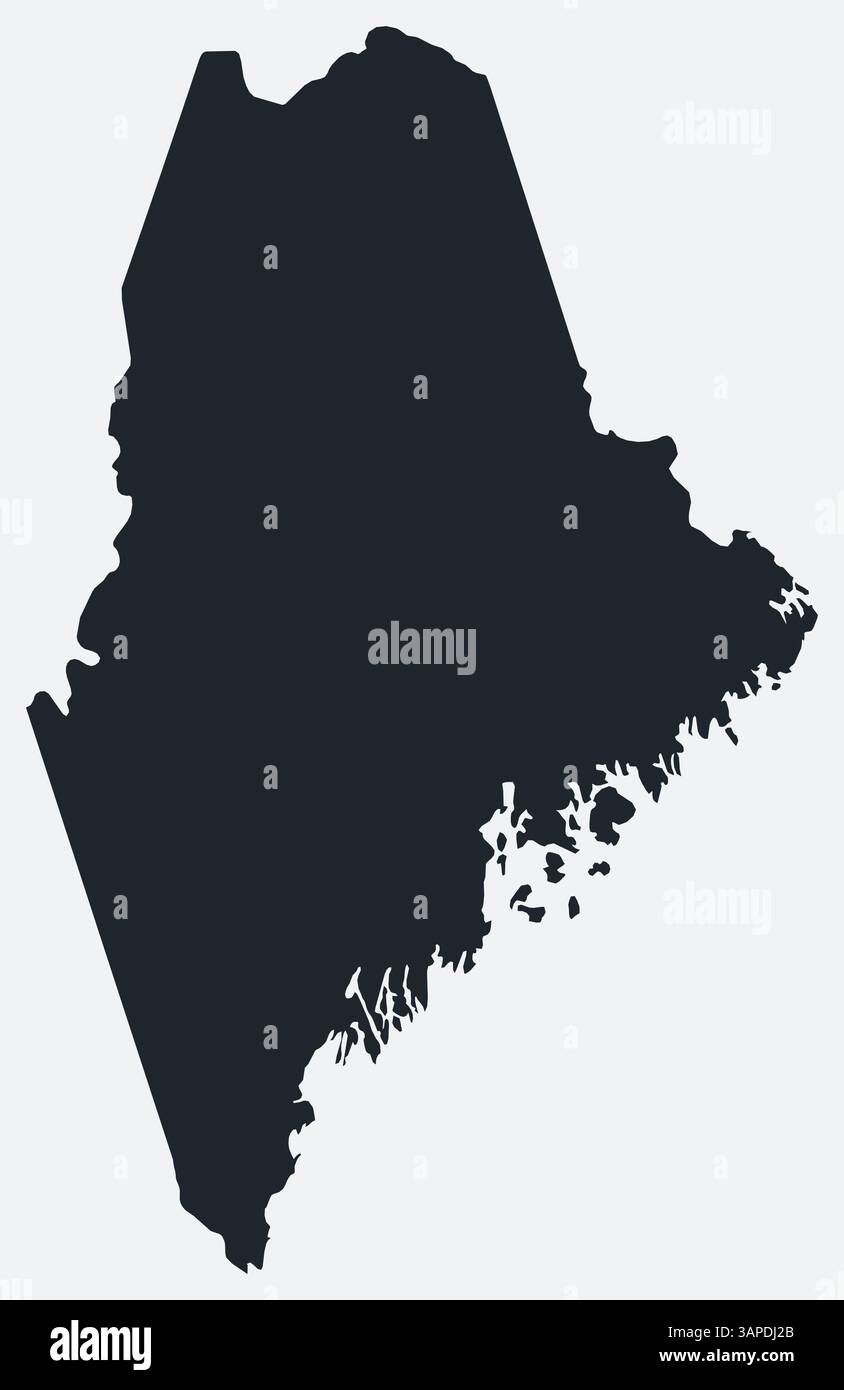 Maine map. Just a simple border map. Shape of the state. Flat blank ...