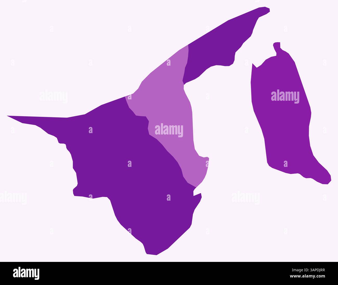 Map of Brunei with regions. Just a simple country border map with ...