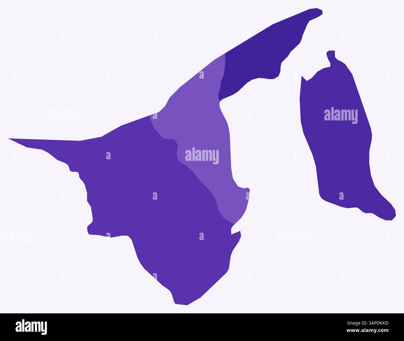 Map of Brunei with regions. Just a simple country border map with ...