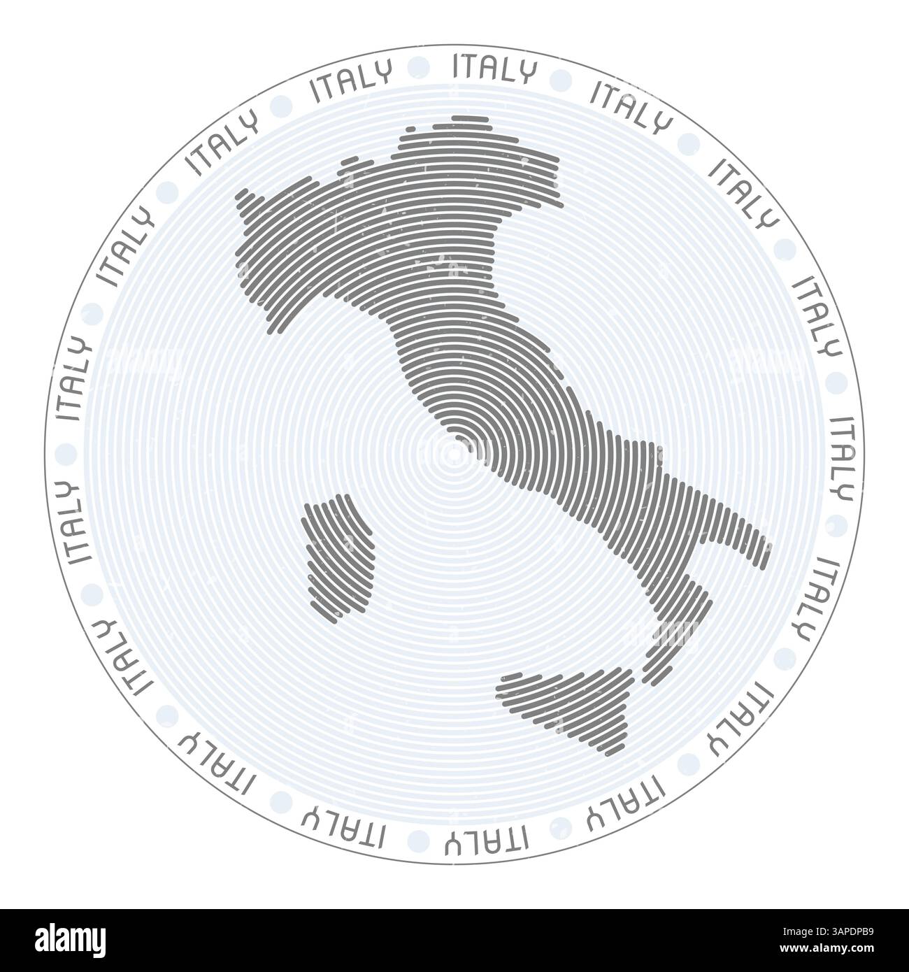 Italy shape radial arcs. Country round icon. Italy logo design poster ...
