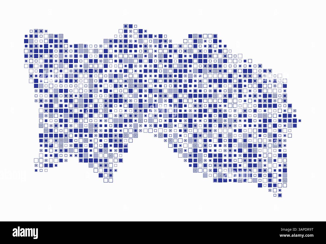 Jersey, shape of the country built of colored cells. Digital style map ...