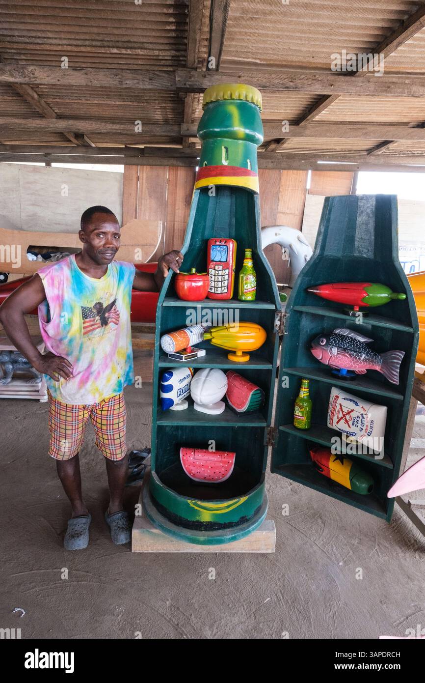 Accra, Ghana. Coffin Carpenter Erick Papoe and a Coffin in Shape of a ...