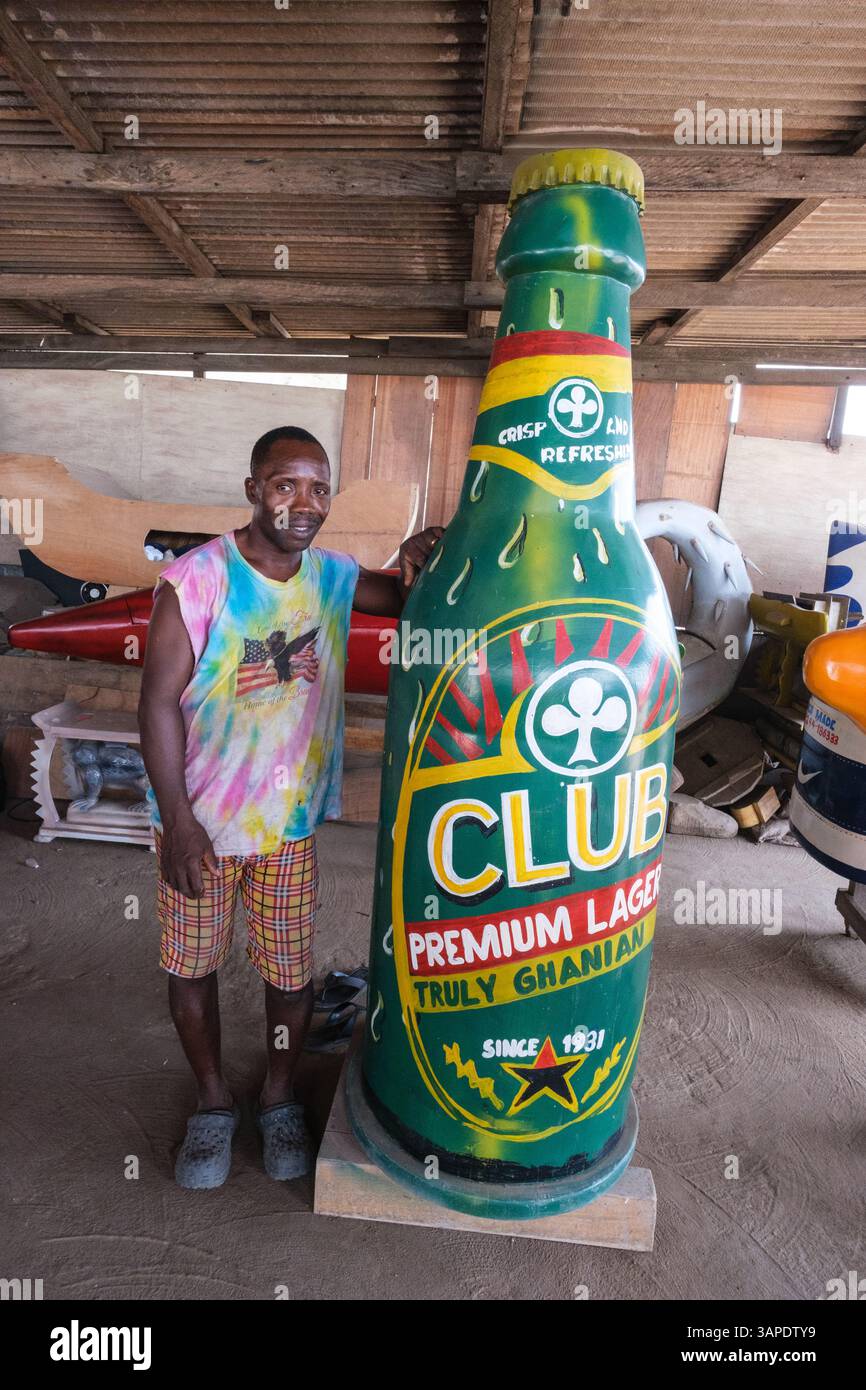 Accra, Ghana. Coffin Carpenter Erick Papoe and a Coffin in Shape of a ...