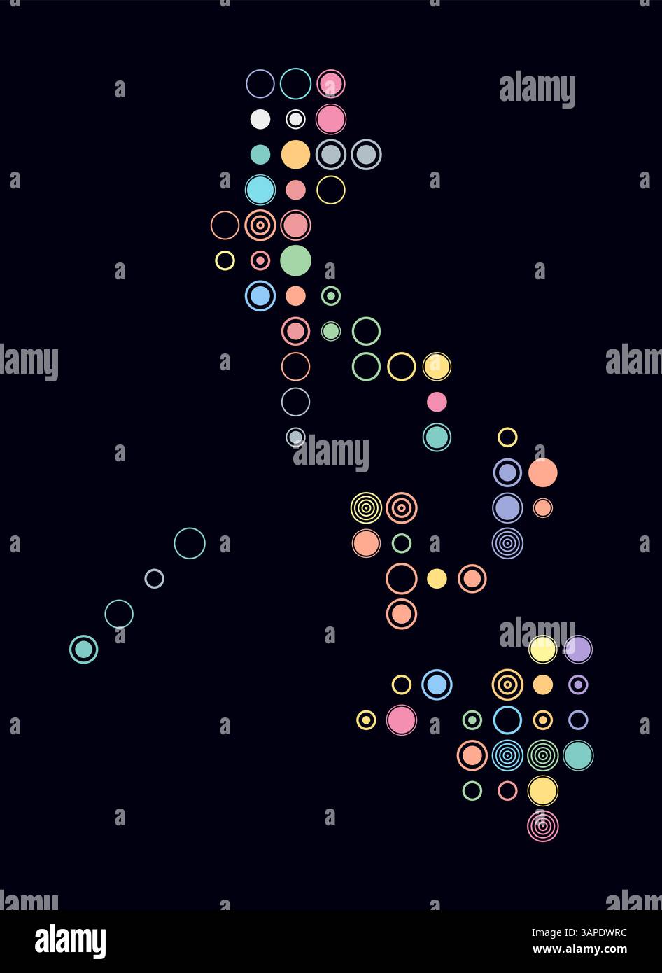 Philippines, shape of the country built of colored cells. Digital style ...