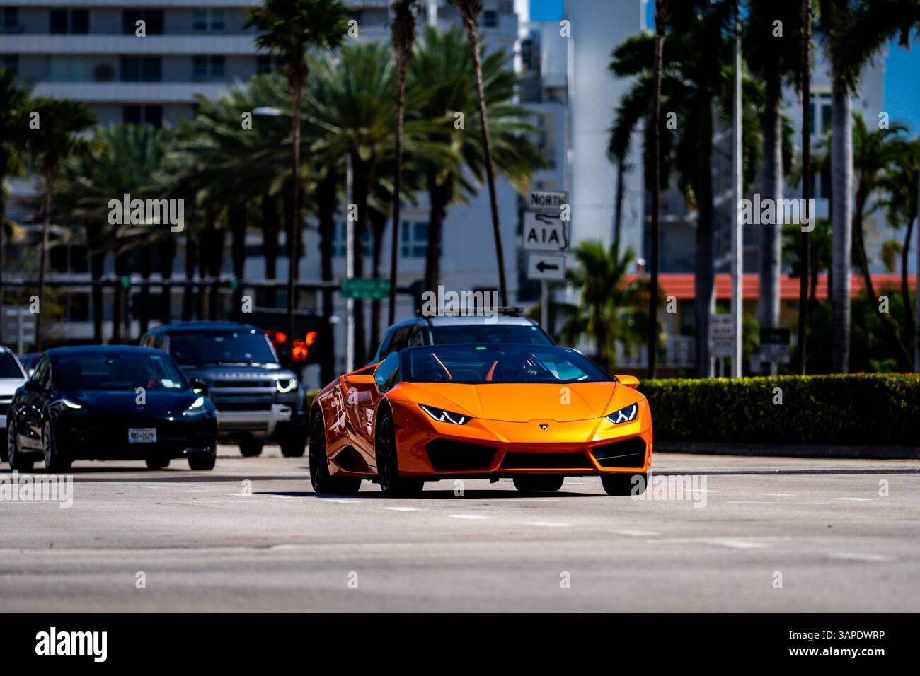 April 3, 2025. Miami. Lambo concept. Lamborghini sportscar on the road ...