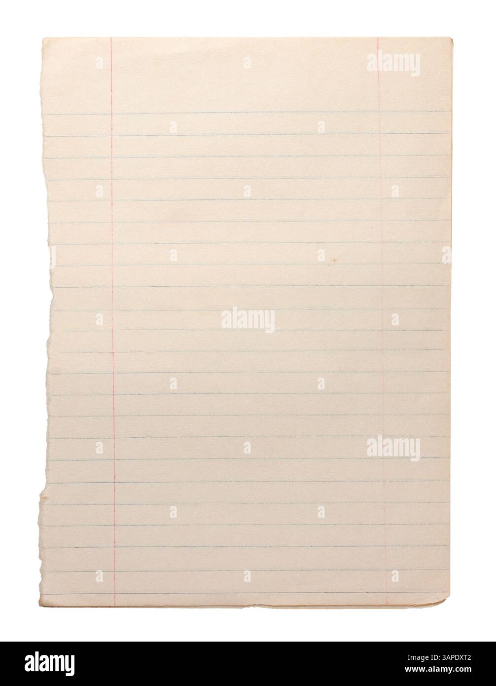 sheet of horizontal lined paper of old notebook or writing paper ...