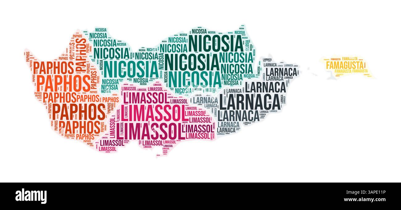 Cyprus region word cloud. Country shape design. Cyprus colored ...