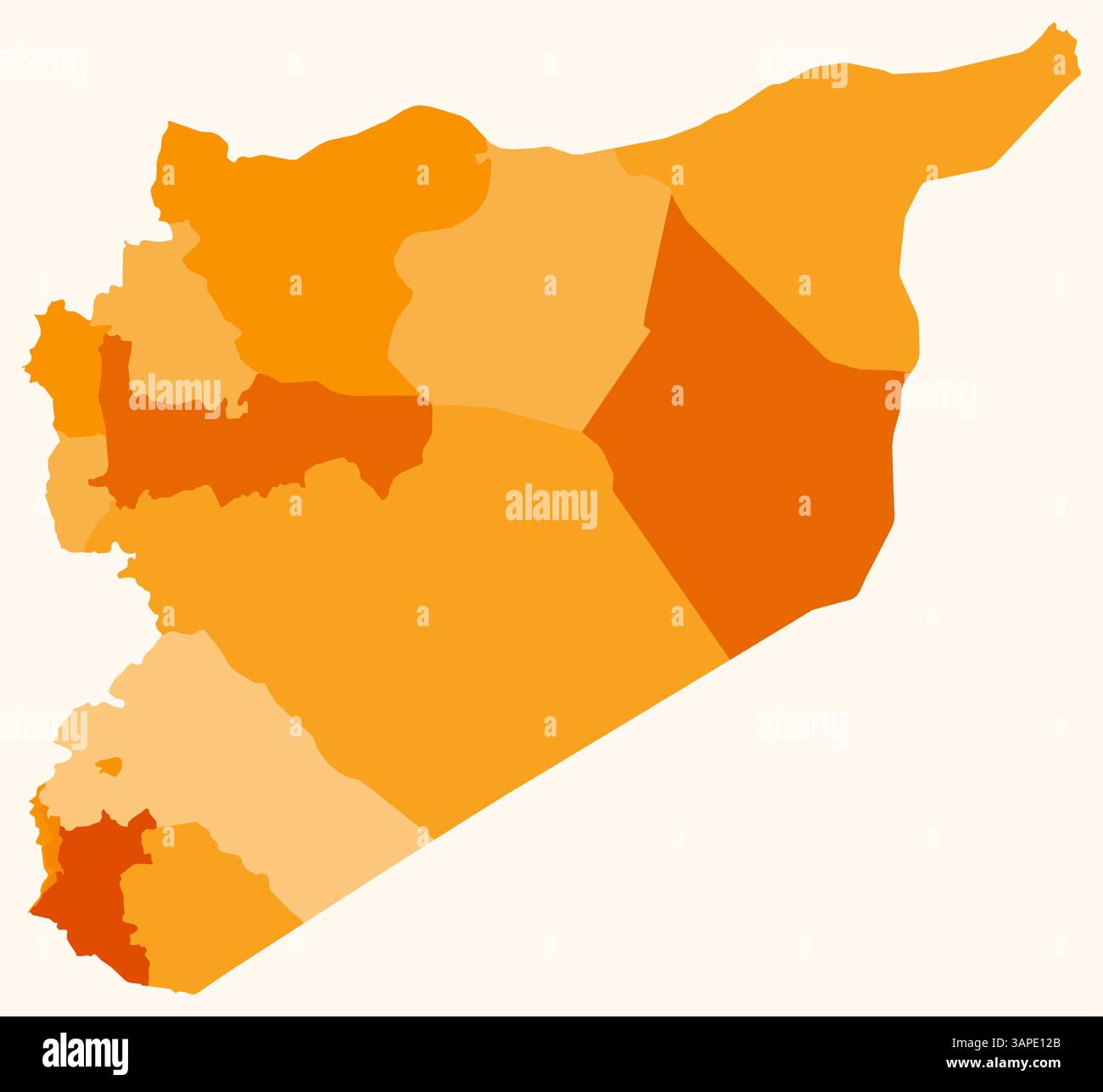 Map of Syria with regions. Just a simple country border map with region ...