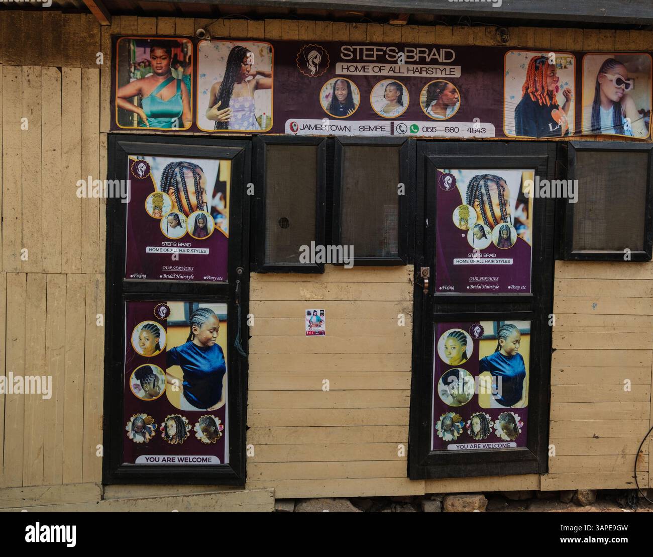 Accra, Ghana. Jamestown Posters Advertising Women's Hairstyle Services ...