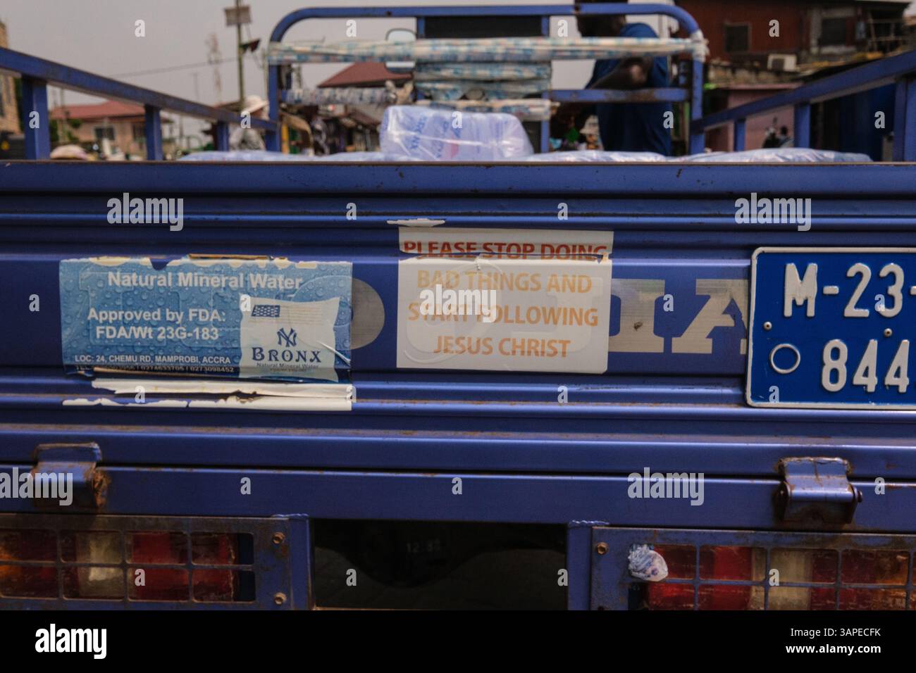 Accra, Ghana. Sign on a Truck Urging All to Follow Jesus Christ Stock ...