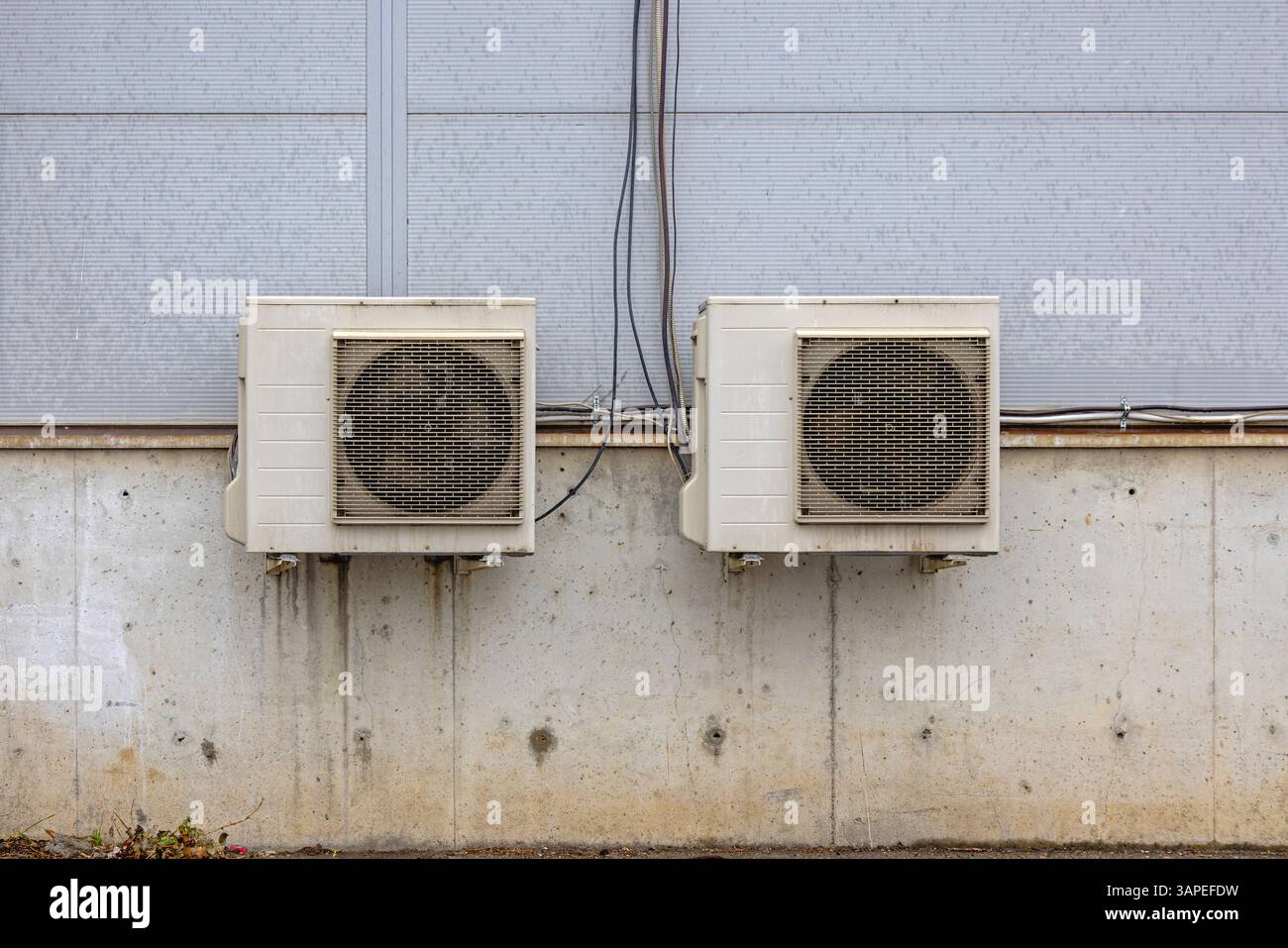 Wall Mounted Split System Air Conditioners Set Exterior Units Stock ...