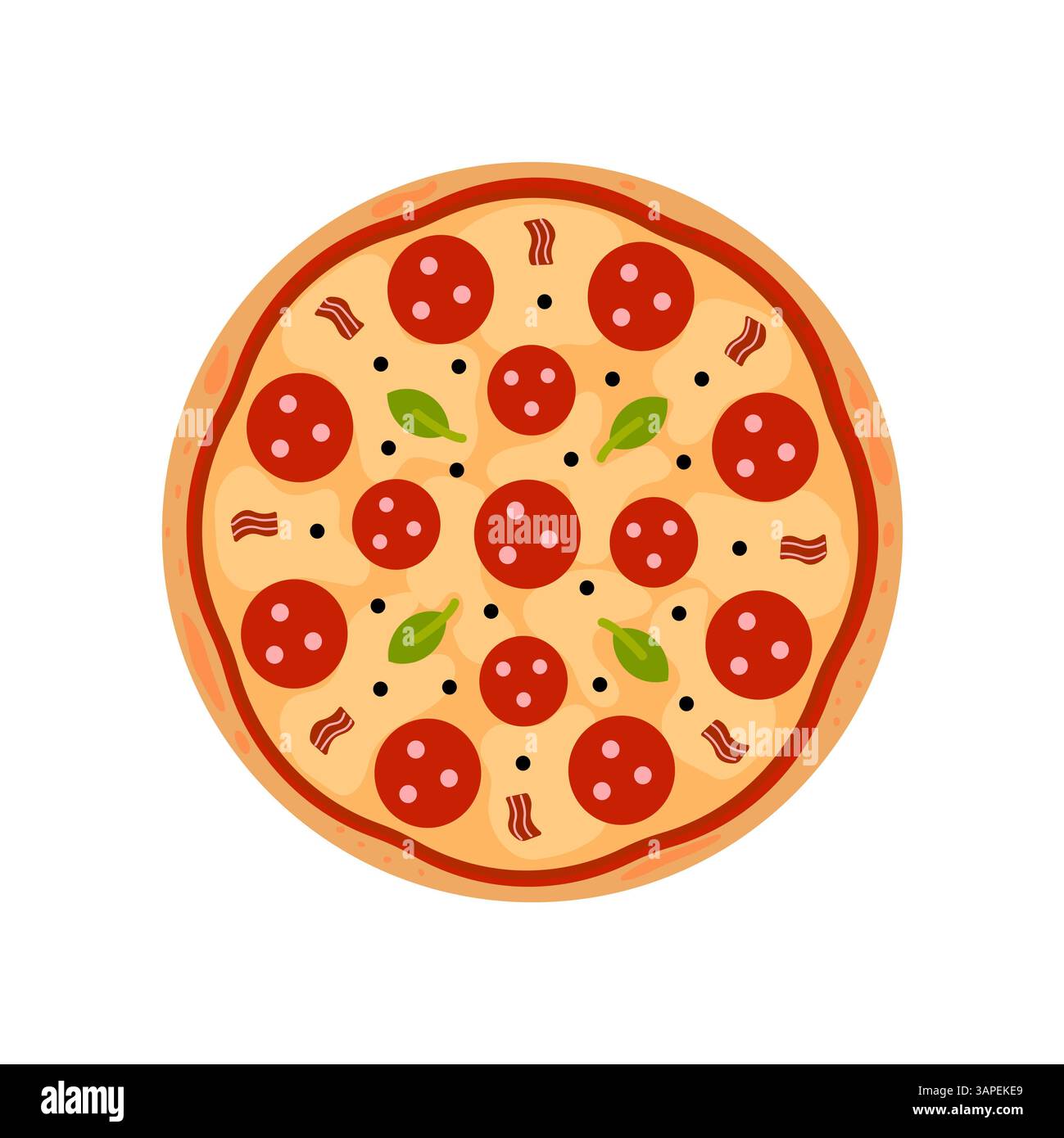 Vector whole tasty pizza italian fast food. Salami, peperoni. Delivery ...