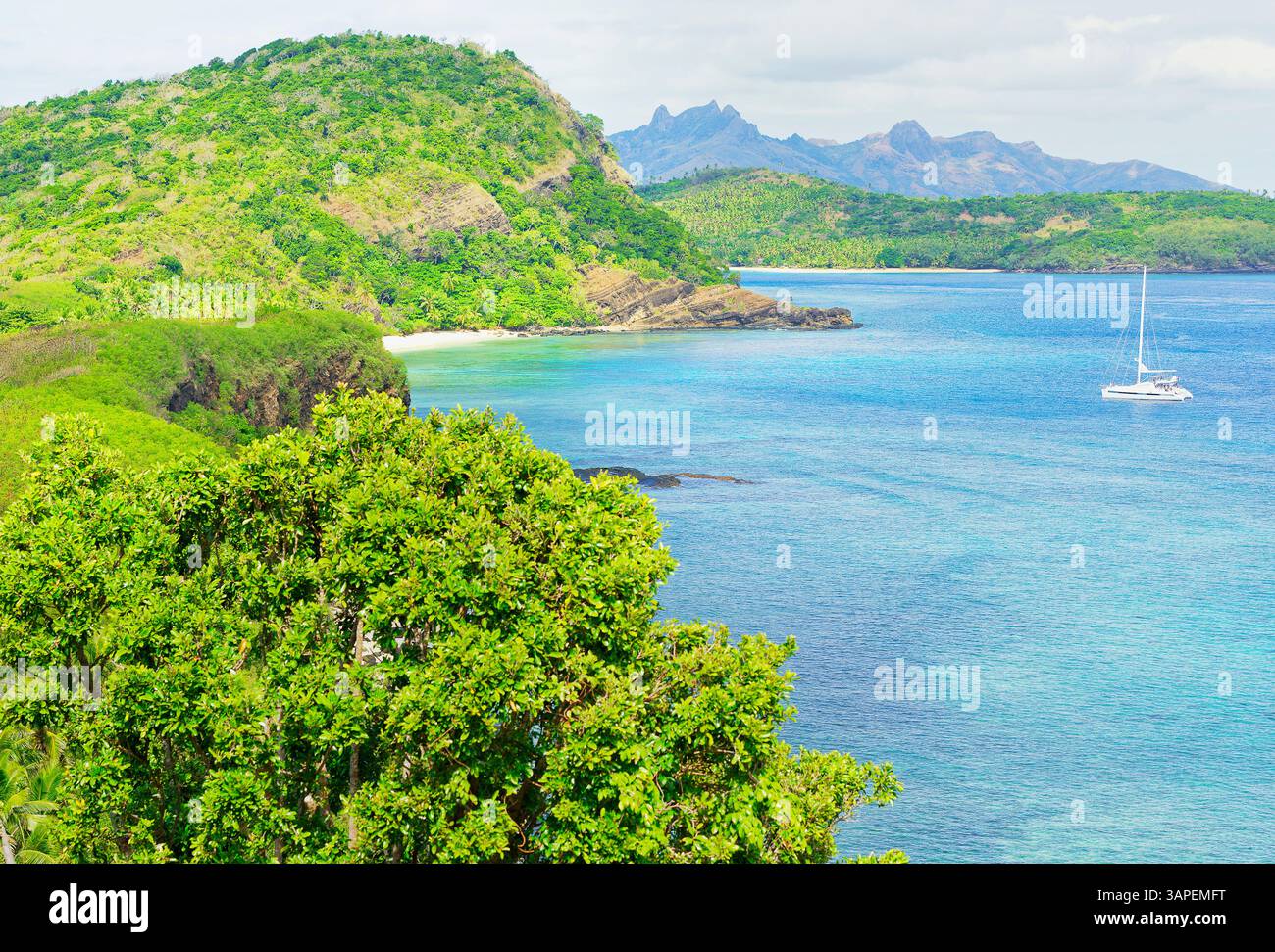 View of Nanuya Balavu Island and Waya Island, Yasawa island group, Fiji ...