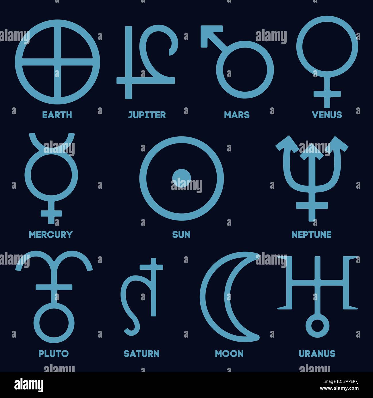 The Solar System planets outline illustrations Stock Vector Image & Art ...