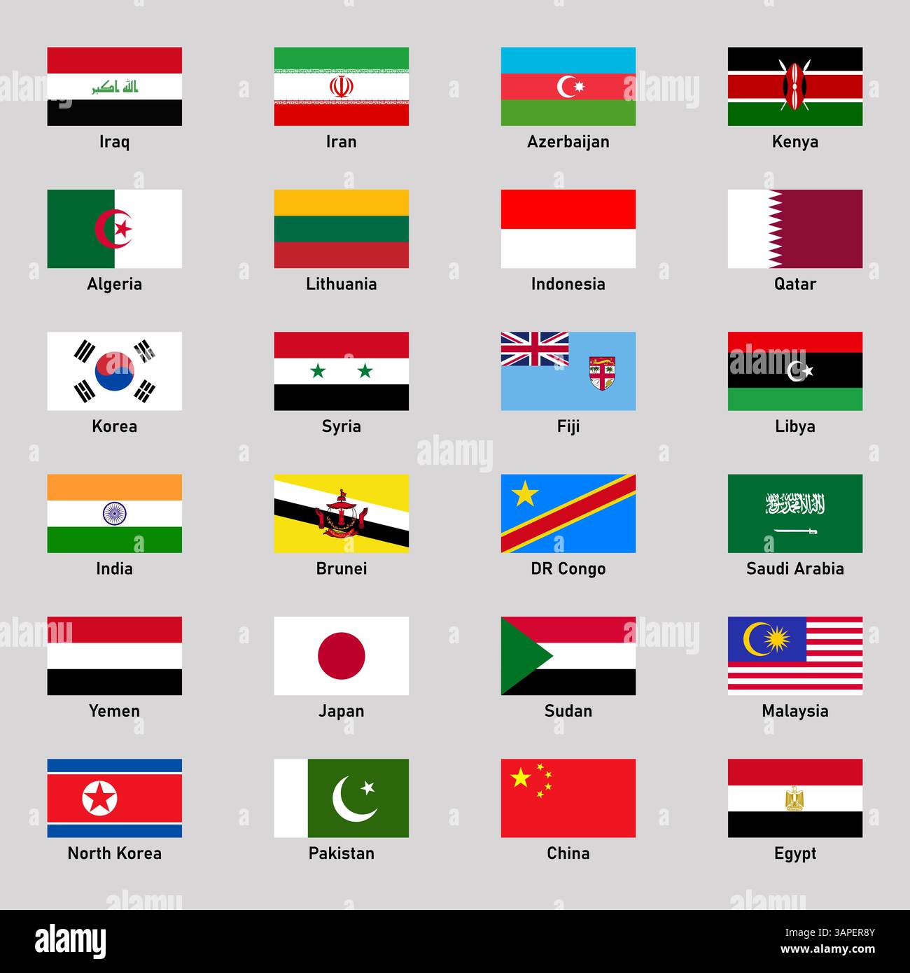 Set of flags of different asian countries in flat style Stock Vector ...