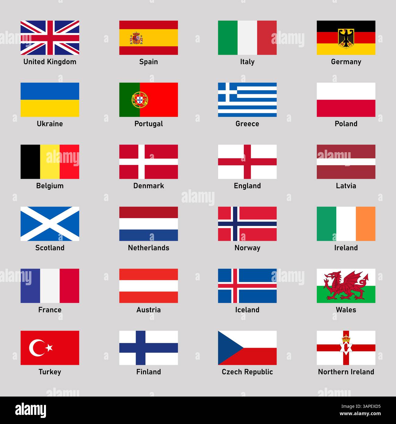Set of flags of different european countries in flat style Stock Vector ...