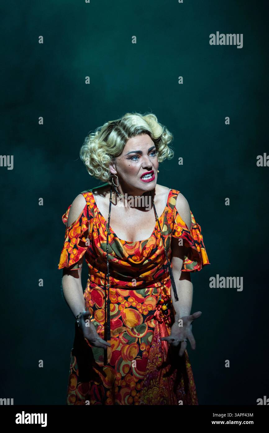 London, UK. 16 April 2025. Rachel Tucker as Myrtle Wilson at a ...