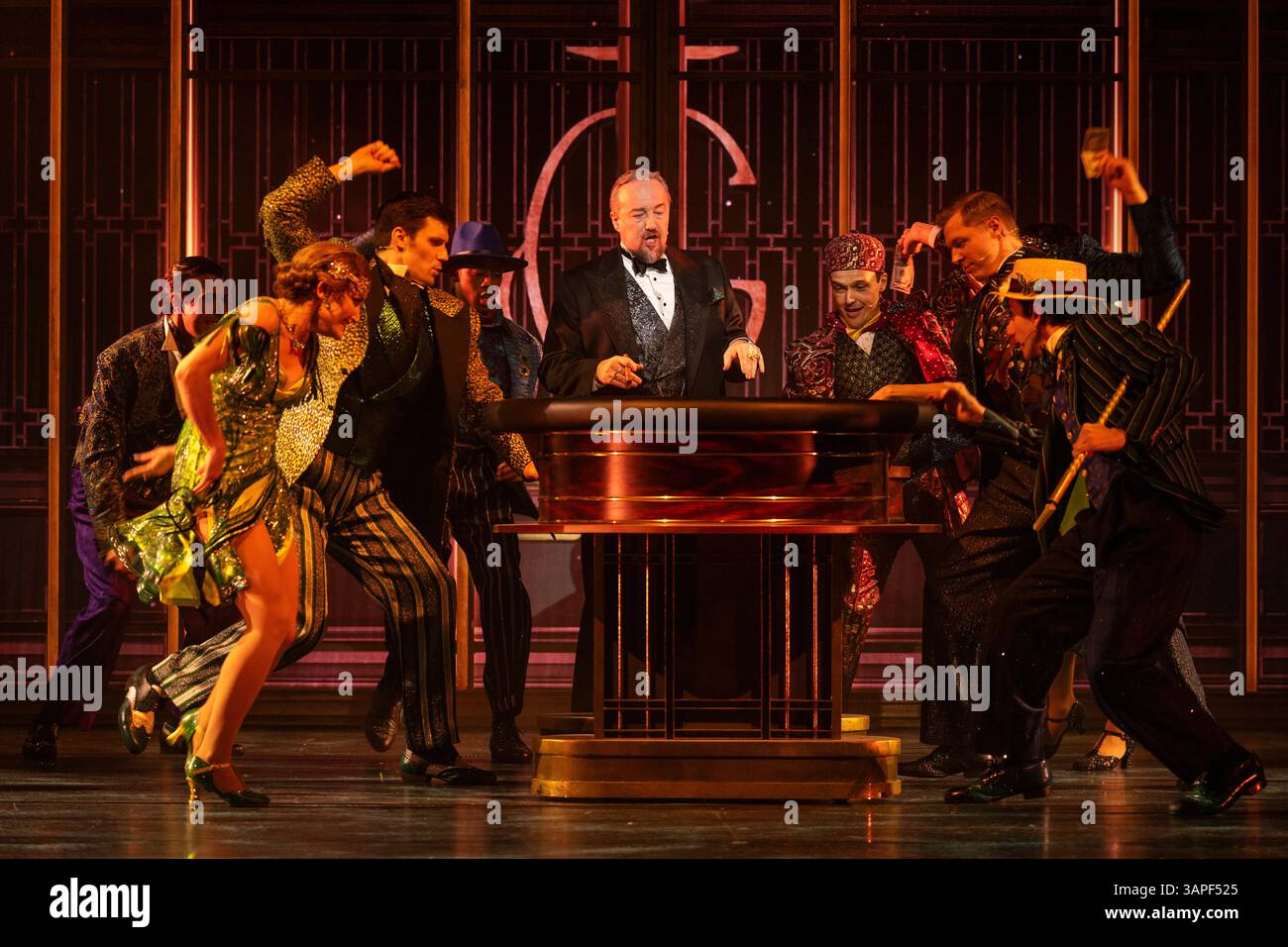 London, UK. 16 April 2025. (C) John Owen-Jones as Meyer Wolfsheim at a ...