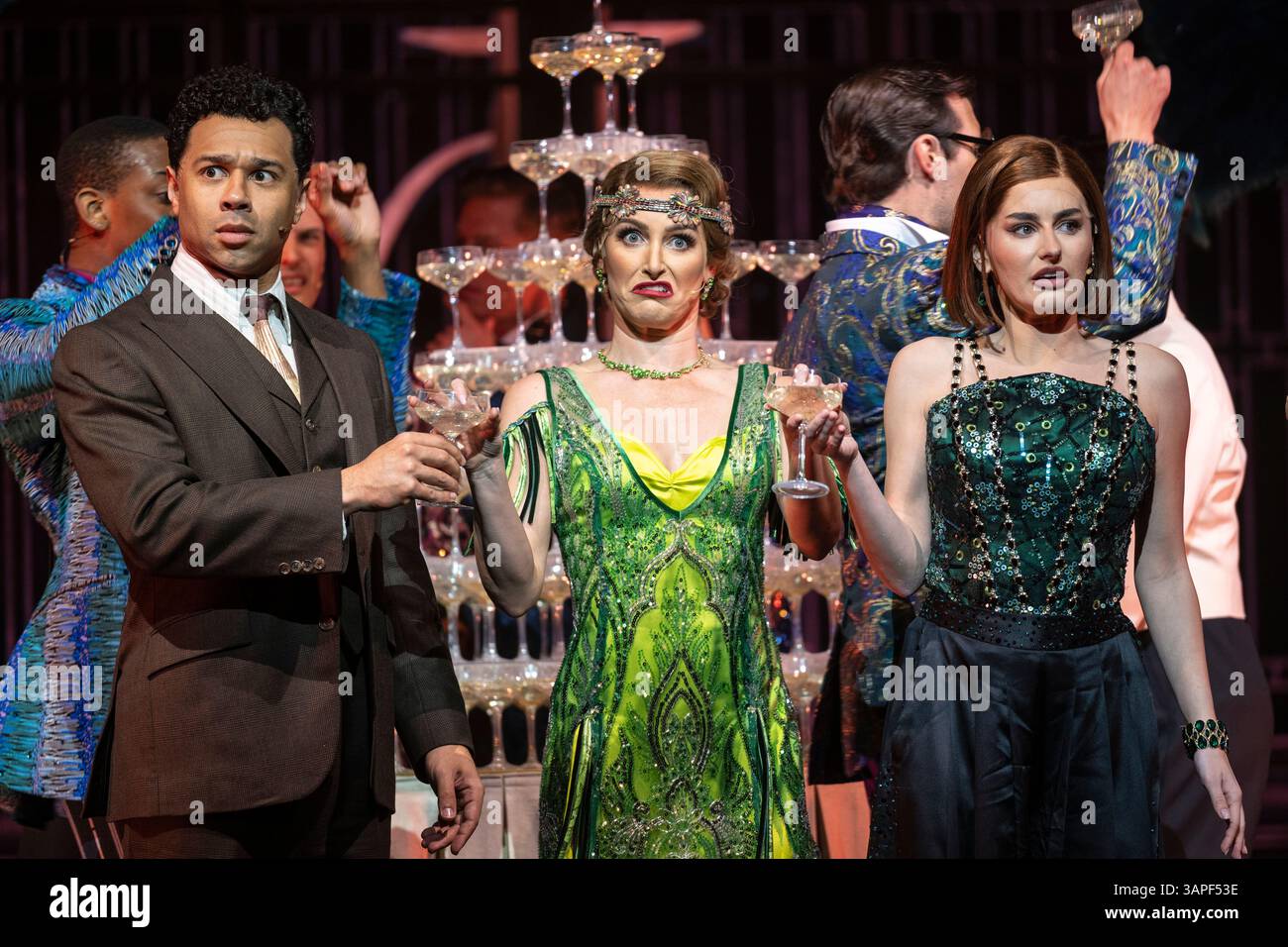 London, UK. 16 April 2025. (L) Corbin Bleu as Nick Carraway and (R ...