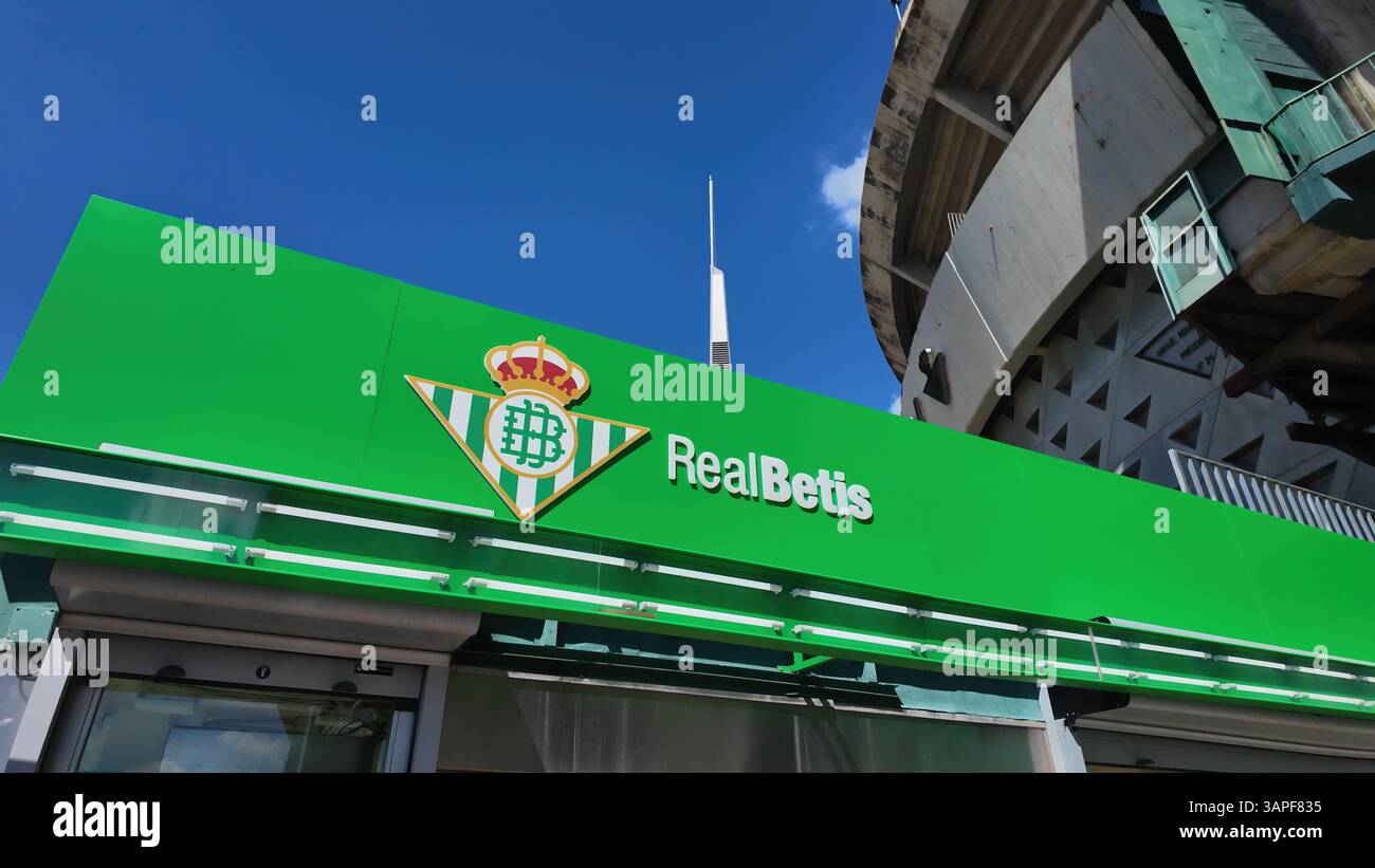 Detail of the Real Betis Balompie logo at Benito Villamarin Stadium ...