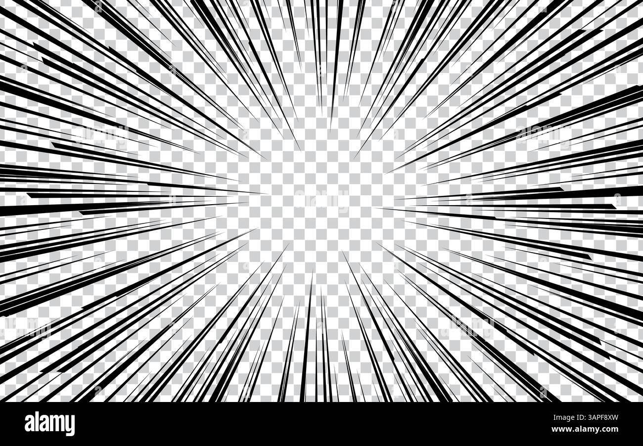 Manga comic effect background with speed ray in retro style. black ...