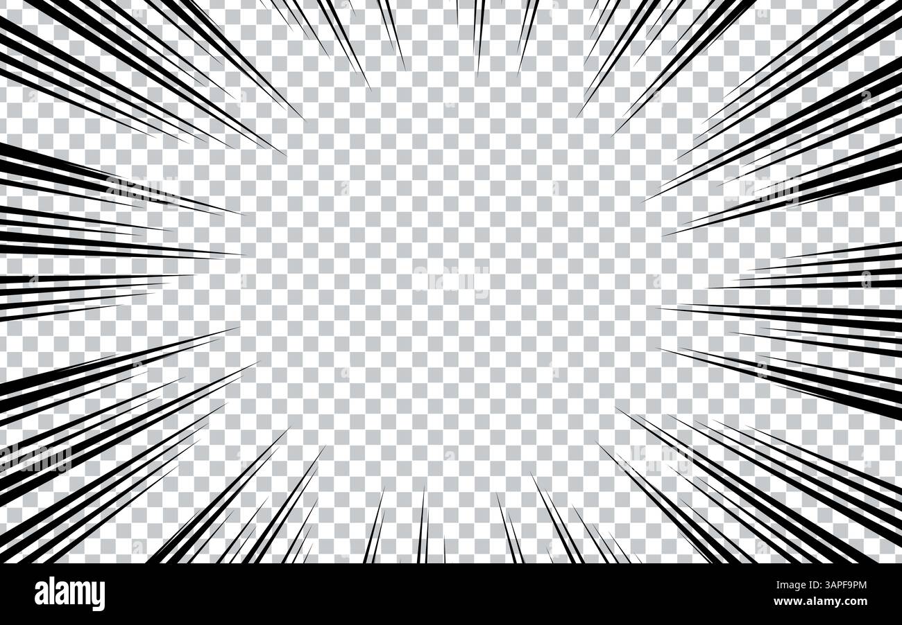 Manga comic effect background with speed ray in retro style. black ...